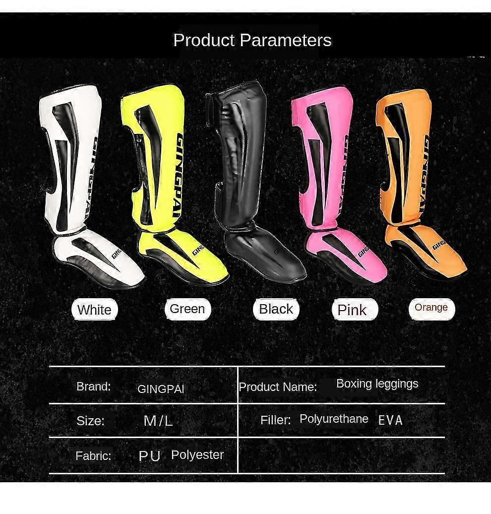 1 Pair Pu Leather Boxing Shin Guards Ankle Protector Mma Muay Thai ...