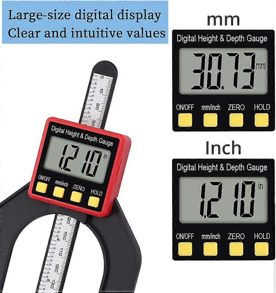 Digital Depth Gauge Woodworking Height Measuring Device 2 In 1 Height ...