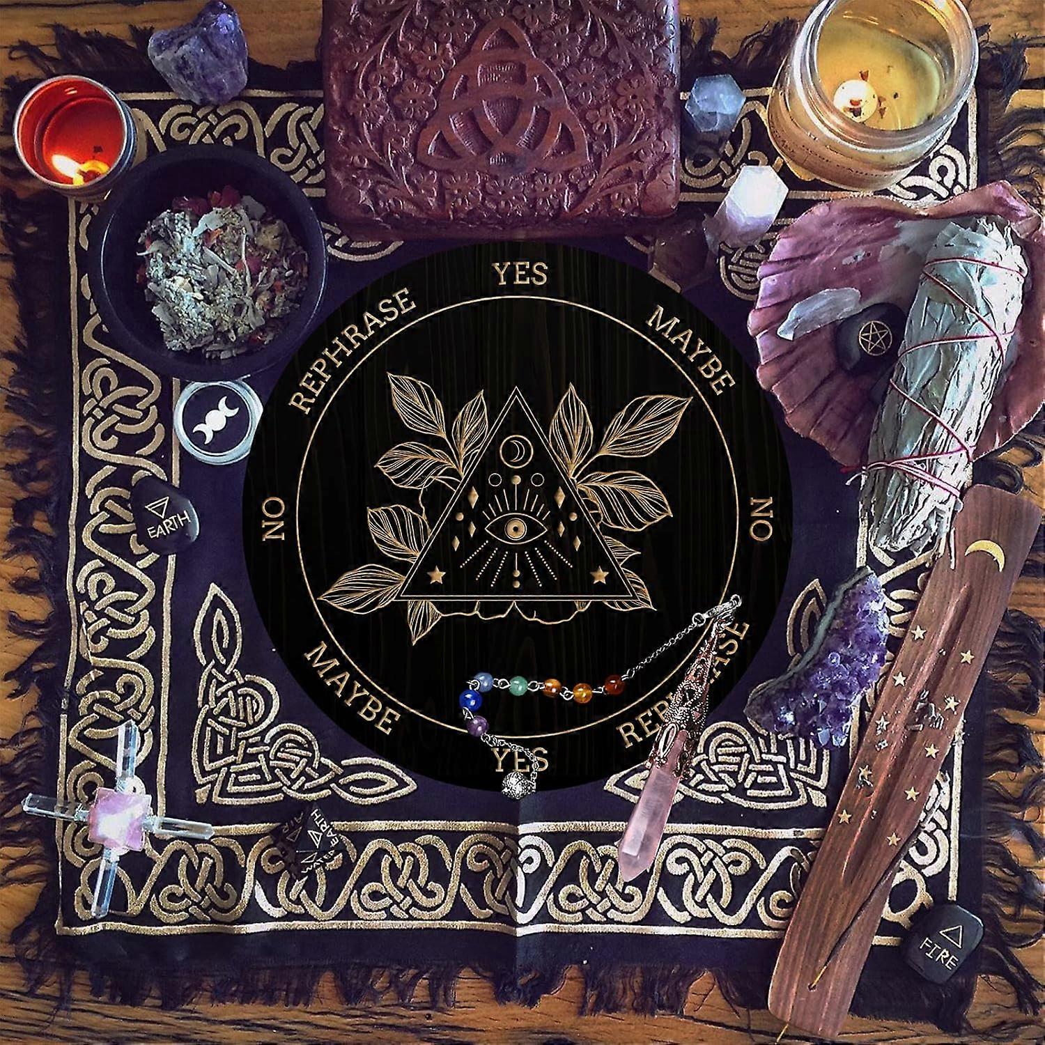 7.8" Witch Pendulum Board Wooden Dowsing Planchette with Rose Quartz ...