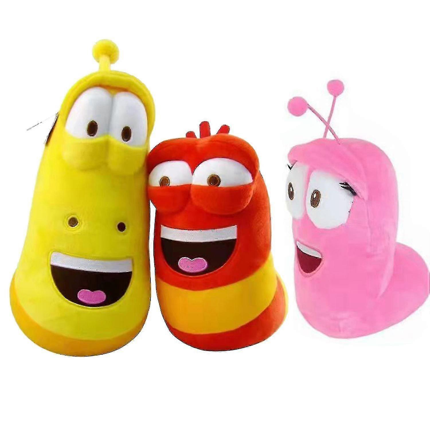 3 Pcs Larva Plush Toys Yellow Insect Red Insect Cartoon Larva Toys ...