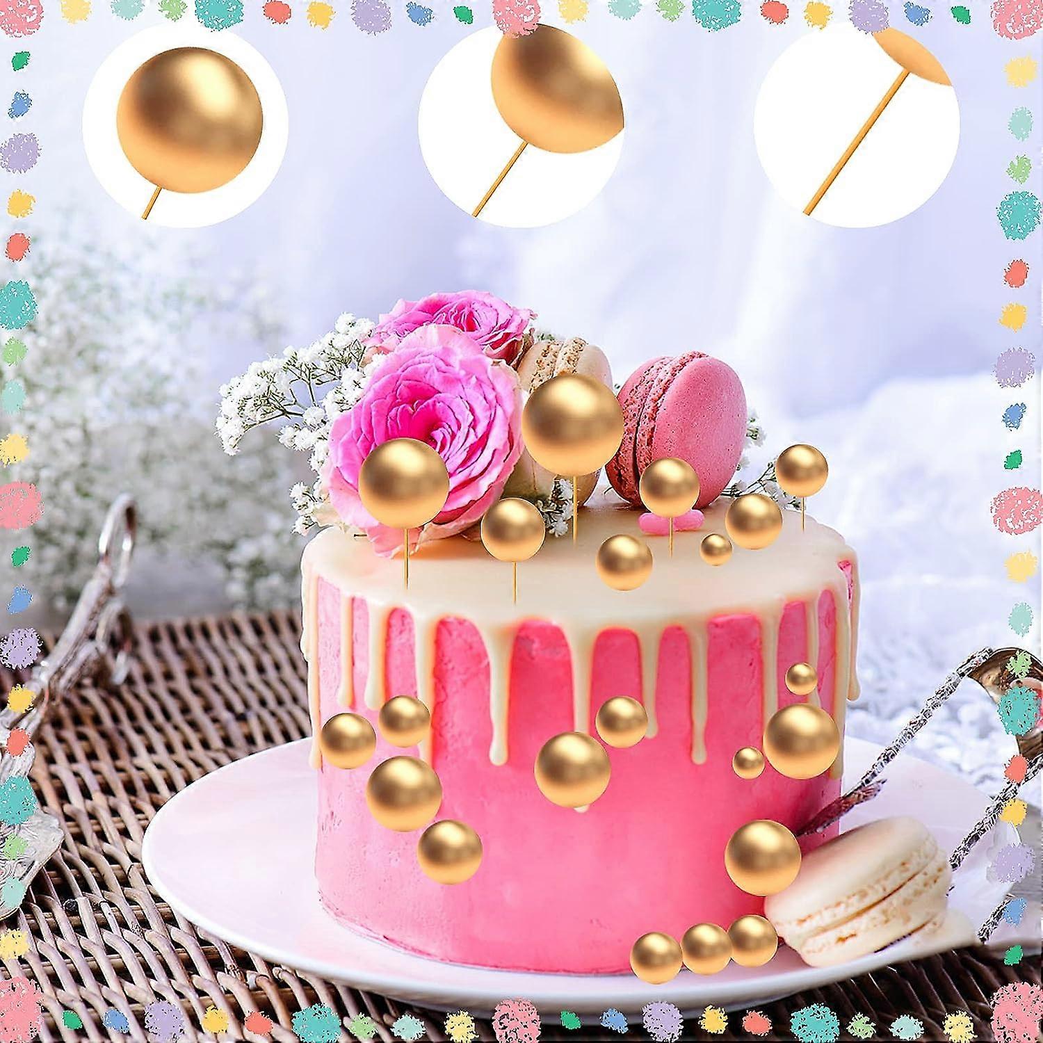 (Golden) Ball Cake Toppers, 108 Pieces Mini Cake Toppers, Cake Topper ...