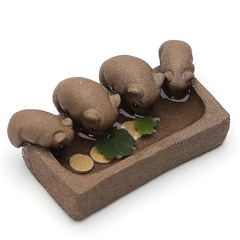 Four Little Pigs Drinking Water Purple Sand Ornament Piglet Ornament ...