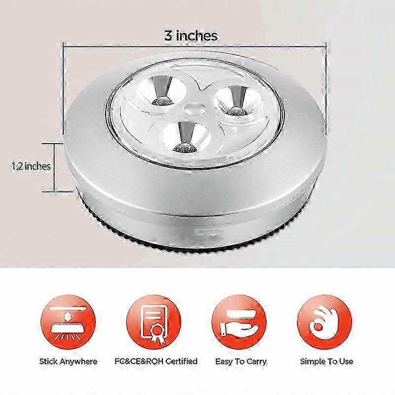 5 Pack Led Battery-powered Wireless Night Tap Press Lamp Stick-on Push ...
