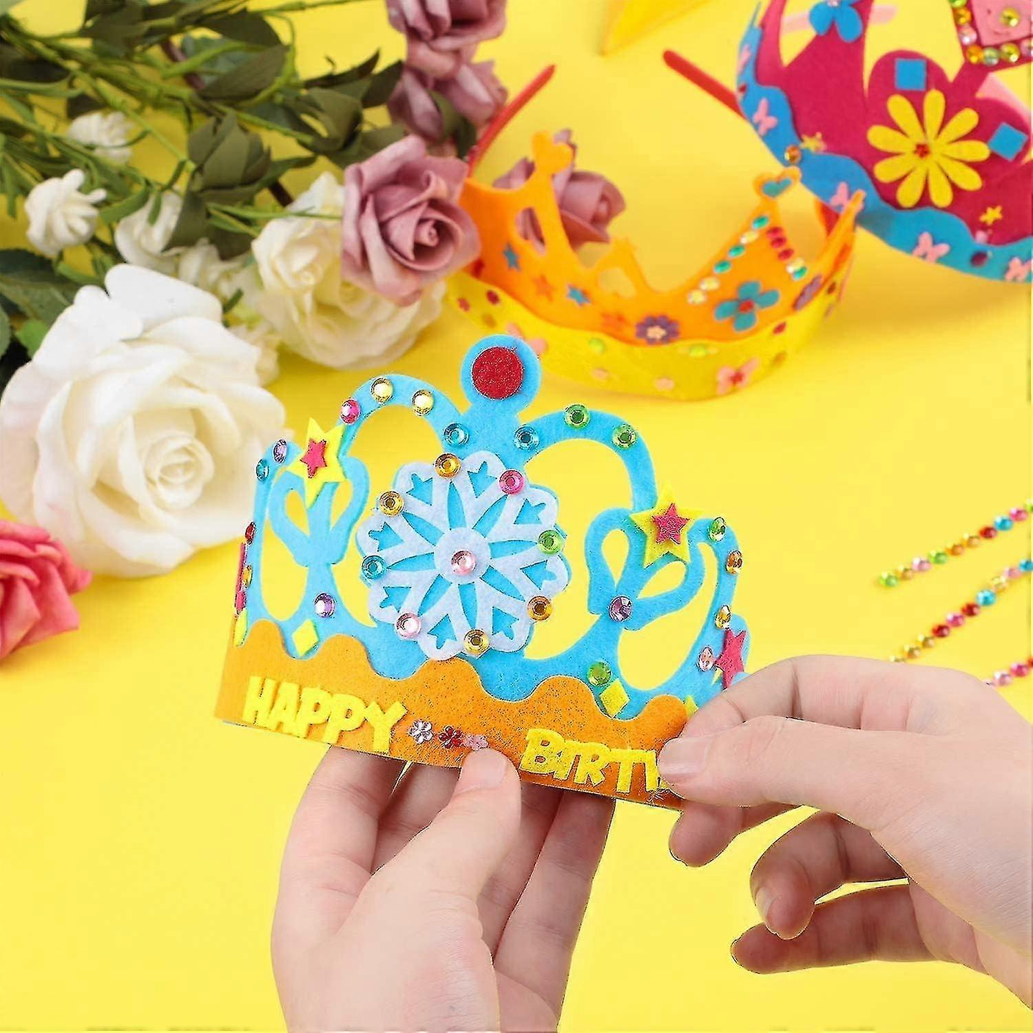 Pack Of 6 Birthday Crown Children, Diy Felt Party Hats Craft Set For ...