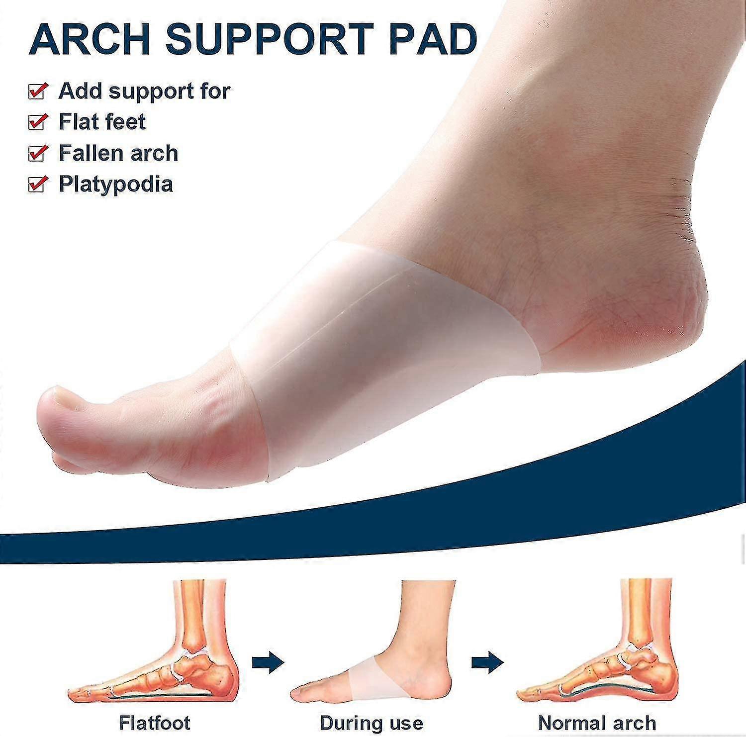 Arch Support Gel Pads för Plantar Fasciit, Platta fötter, Mjuka Gel ...