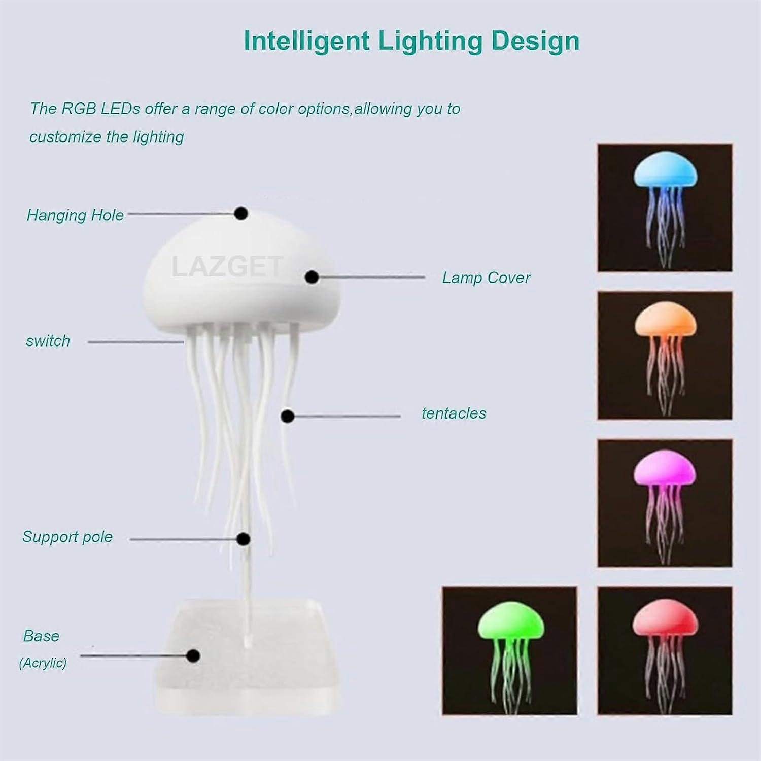 Jellyflow Lamp, Rechargeable Floating Jellyfish Lamp, LED Portable RGB Gradient Jellyfish Lamp ...