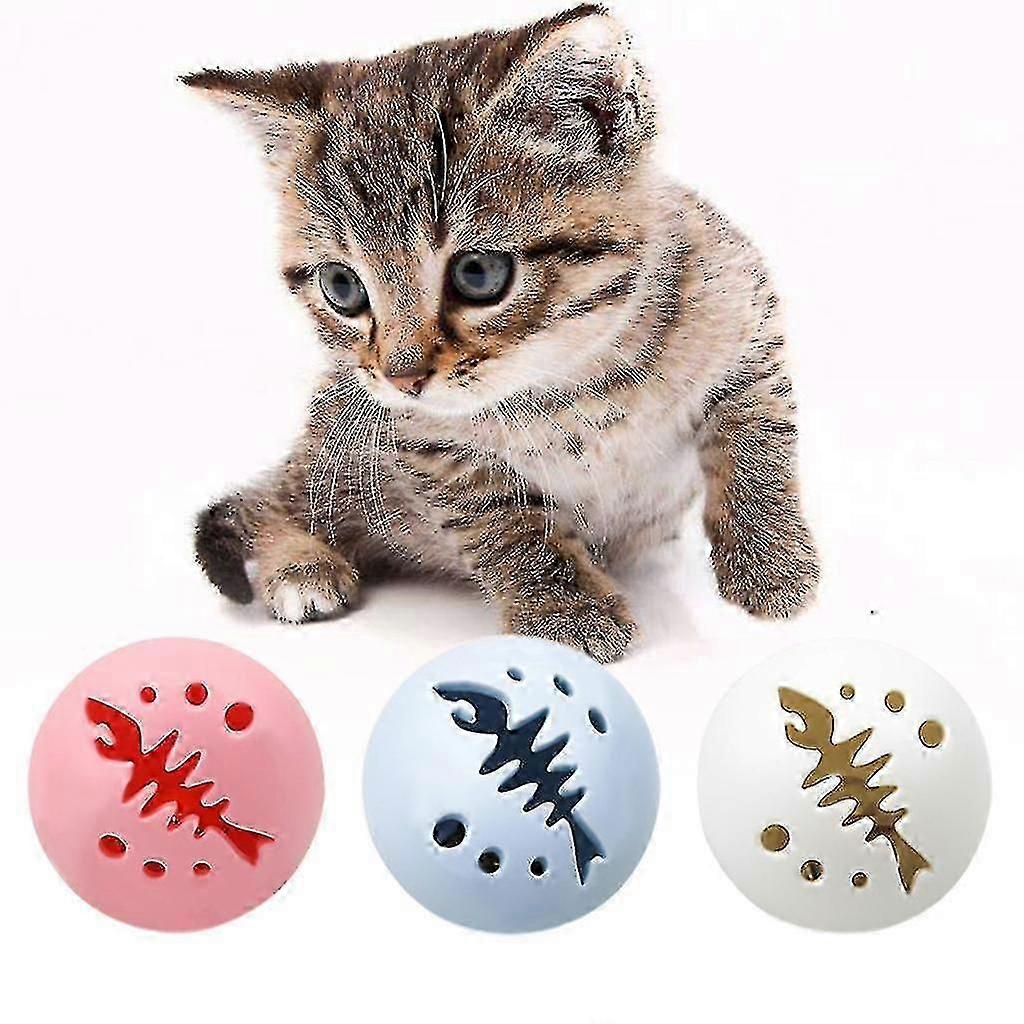 3x Colorful Cat Toys Balls Cat Slotted Toys Ball Glowing For Indoor Cat ...