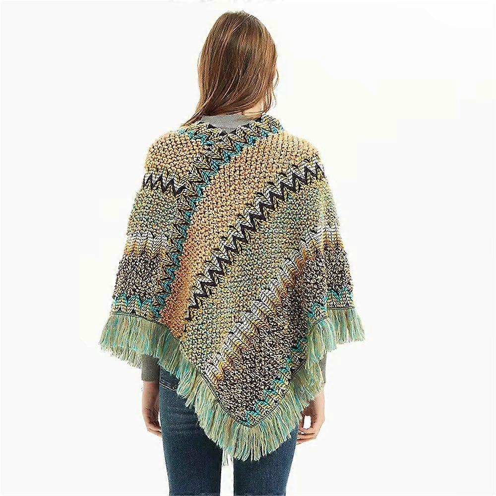 Poncho ladies winter cozy, boat neck in triangle design, warm and ...