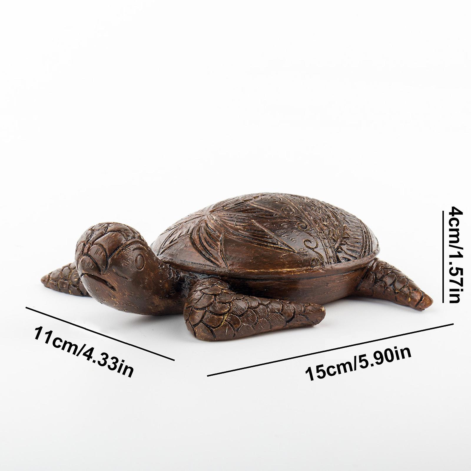 Hawaiian Sea Turtle Wood Carving Statue Resin Garden Tortoise Figurine ...