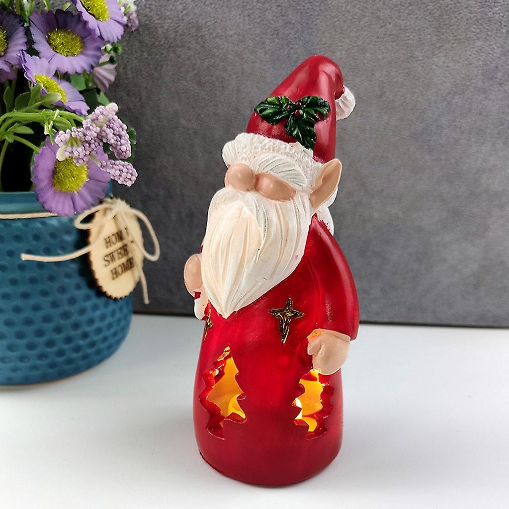 Christmas Santa Figurine With Led Light Resin Statue Ornament Model For ...