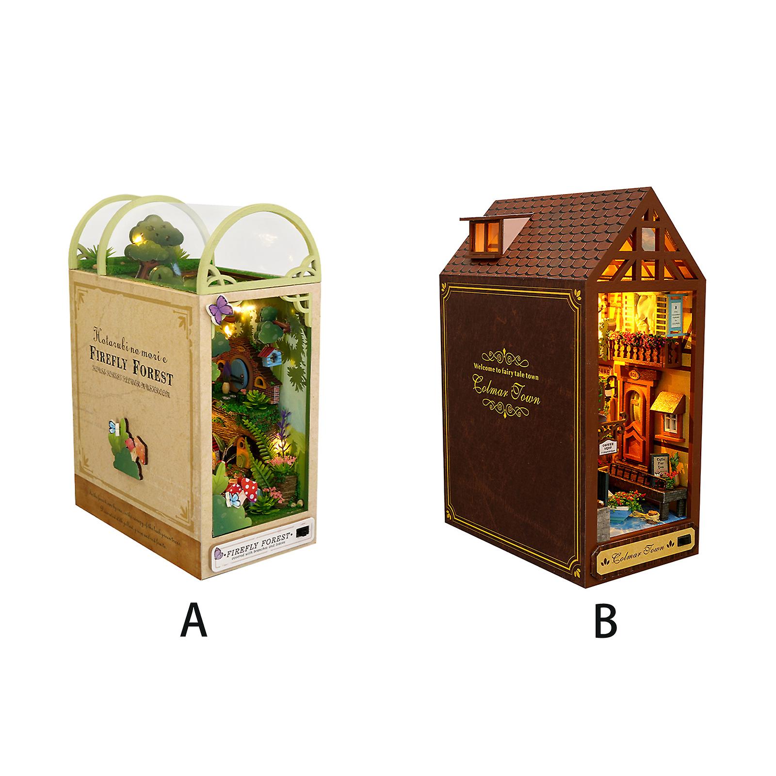 Diy Book Nook Miniature Kit For Bookshelf Insert Decor, 3d Wooden ...