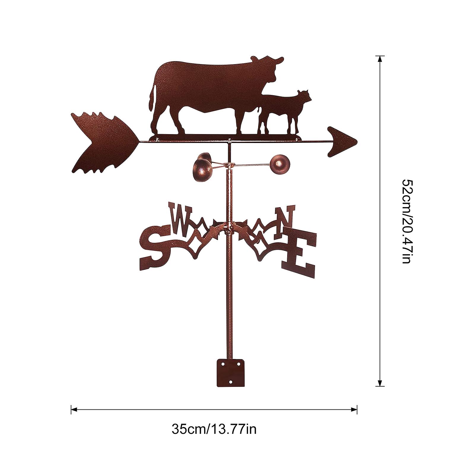 Metal Weathervane Wind Wheel Garden Stake with Cow Silhouette Ornament ...