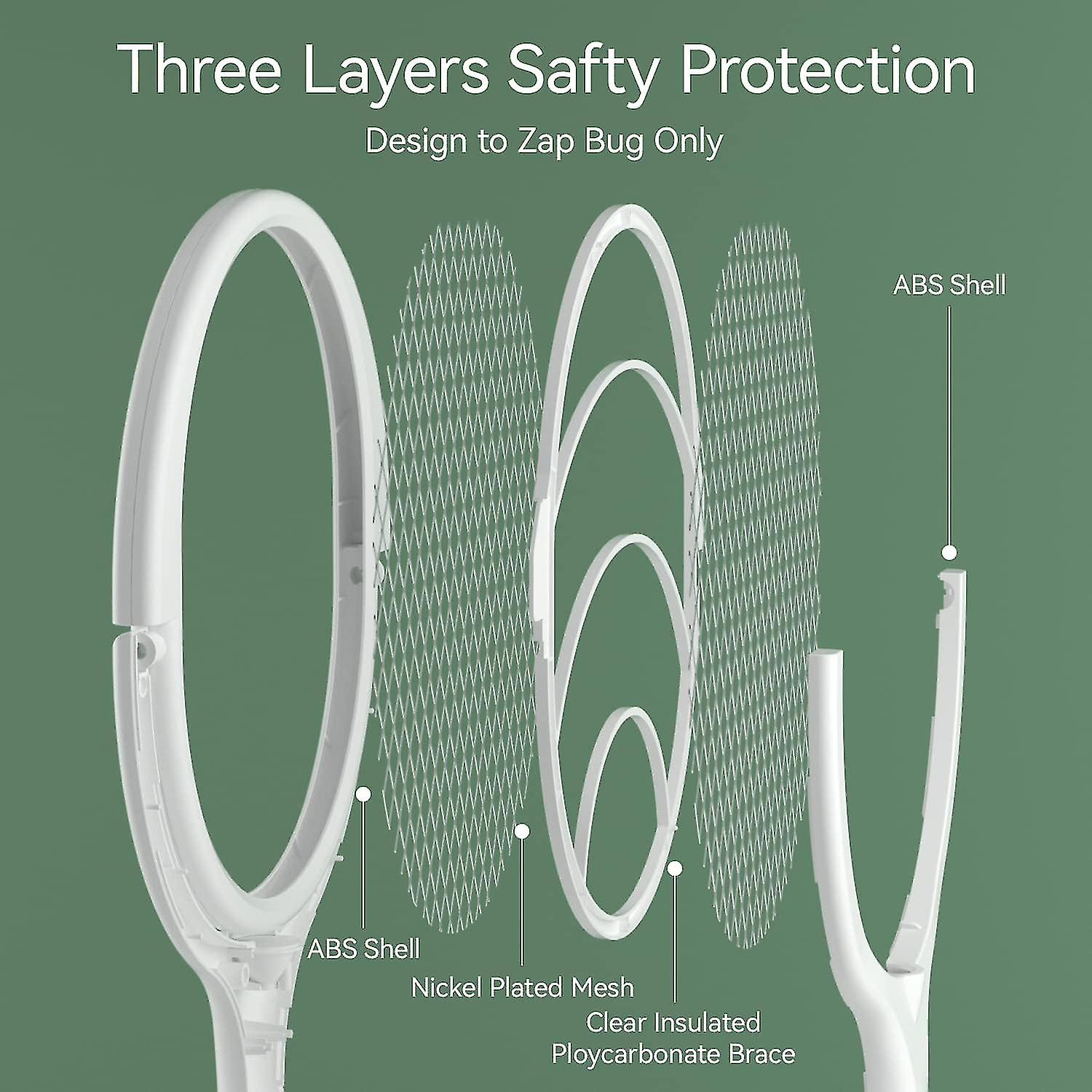 Rechargeable Rotating Head Electric Insect Racket, Electric Mosquito ...