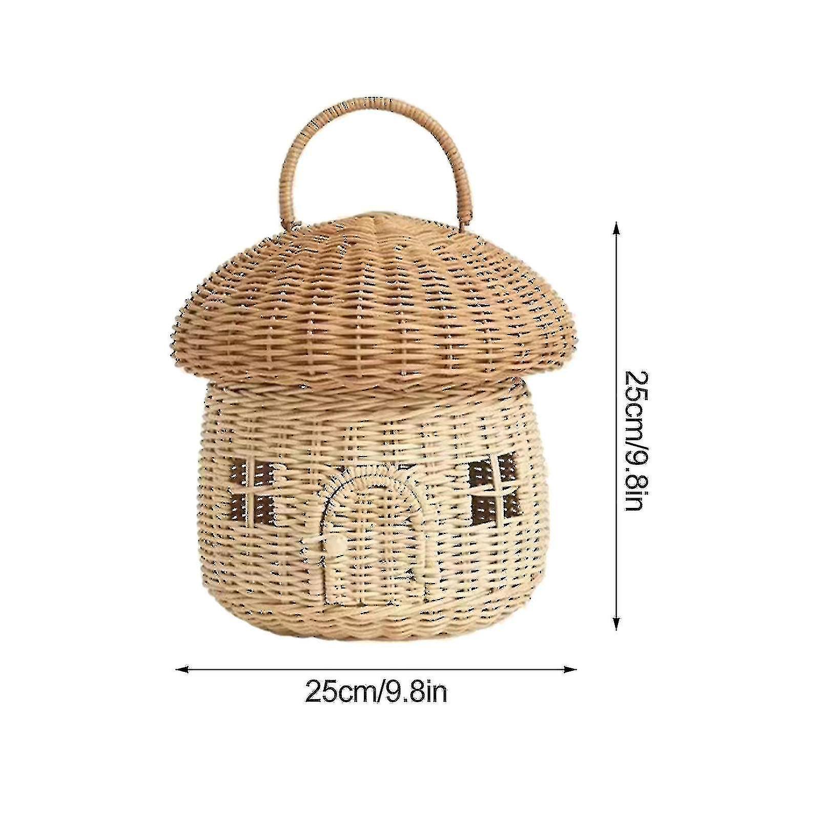 Mushroom Basket With Lid, Handwoven Rattan Storage Basket For Kids dd ...
