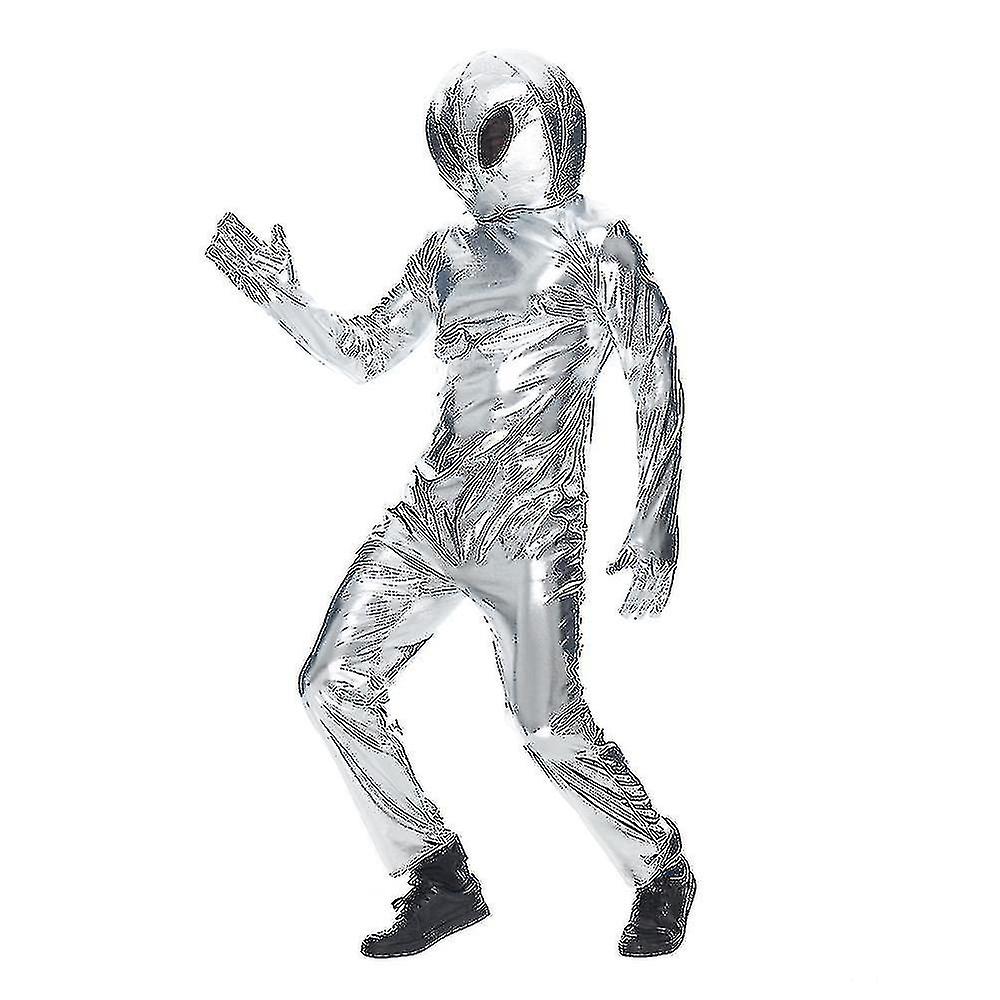 Sliver Outer Space Alien Men's Costume Ufo Explorer Uniform Fancy Dress ...