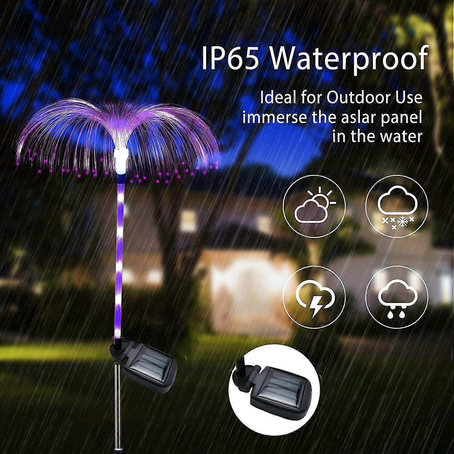 Solar Fiber Optic Jellyfish Earth Plug Light Solar Fiber Optic Lawn ...