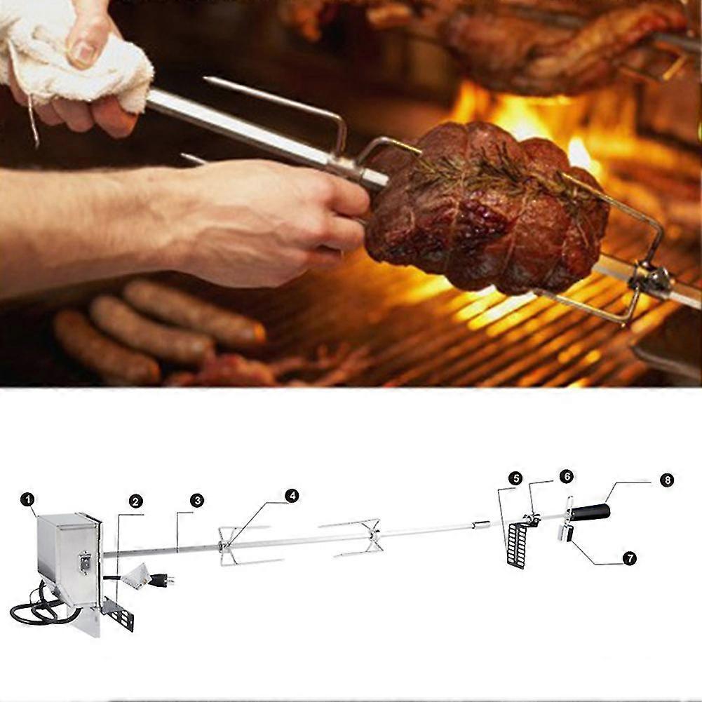 Universal Grill Rotisserie Kit Complete Bbq Kit With Spit Rod Meat Fork ...