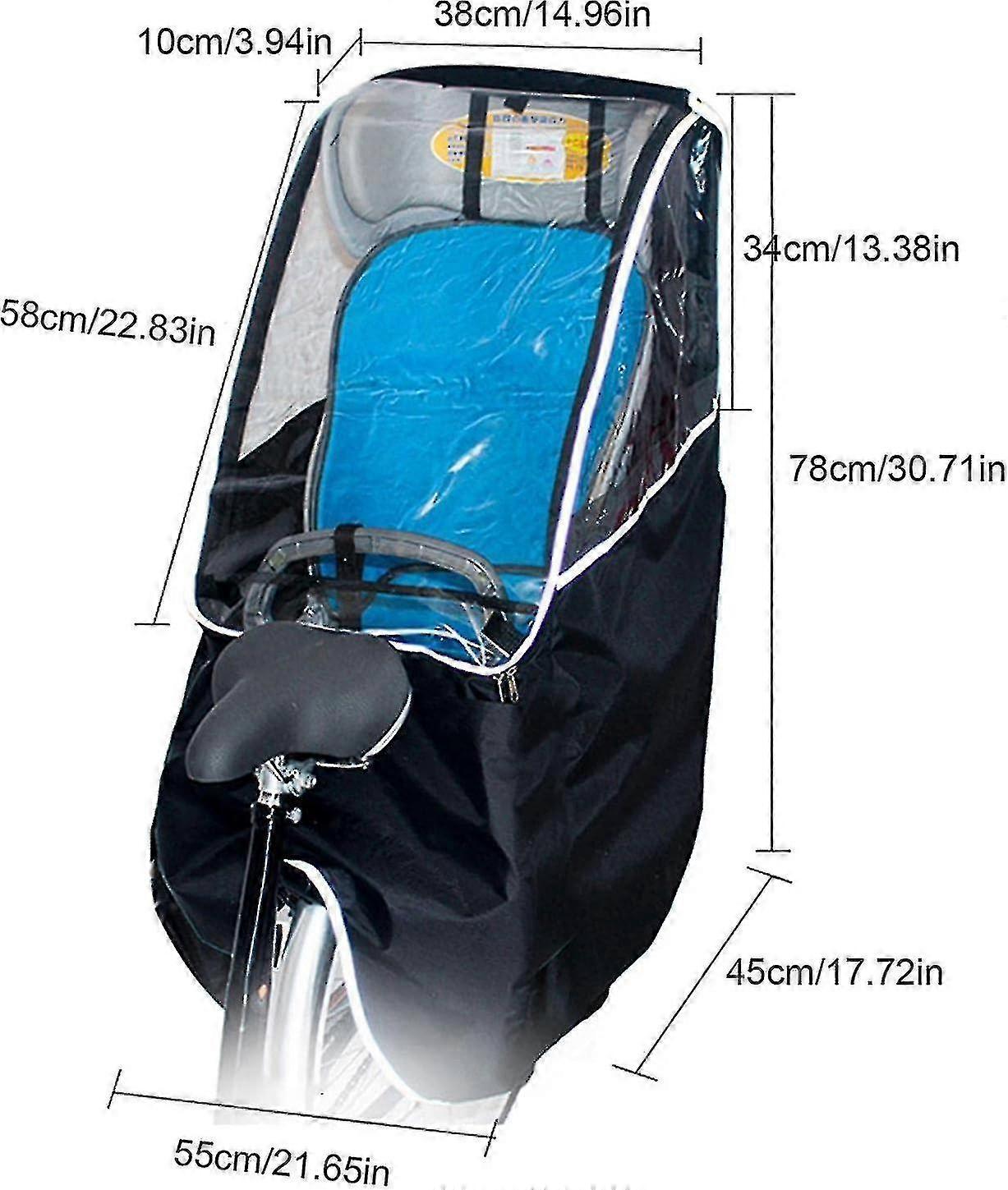 Bike Child Seat Rain Cover Windproof Front Opening Bicycle Rain Cover ...
