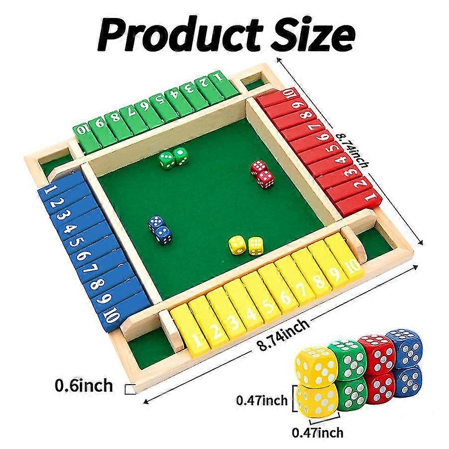 Shut The Box Dice Game,2-4 Player Family Wooden Board Table Math Games ...