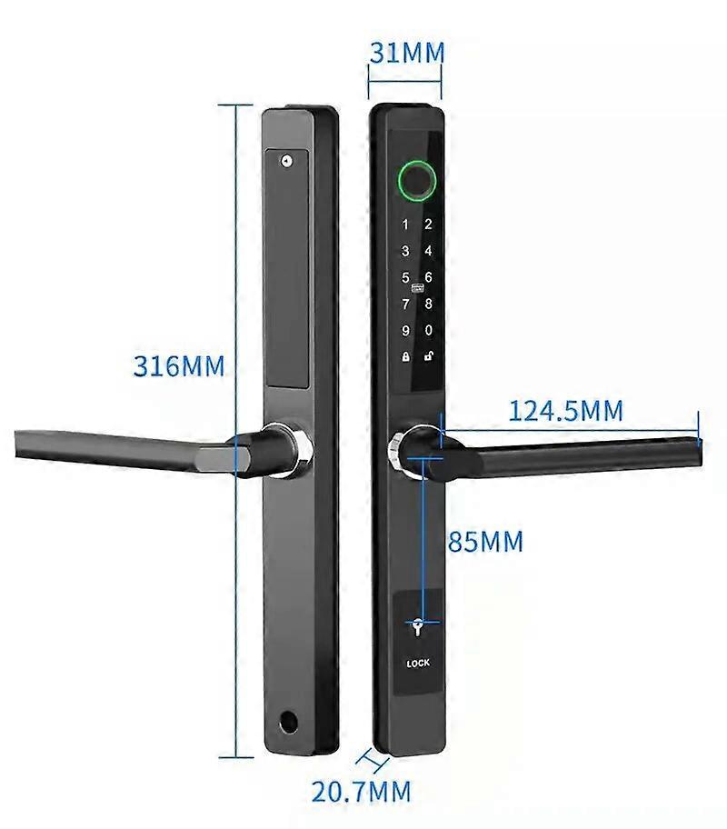 3CM Width Slim Smart Door Lock TTLock Waterproof Fingerprint IC Card ...