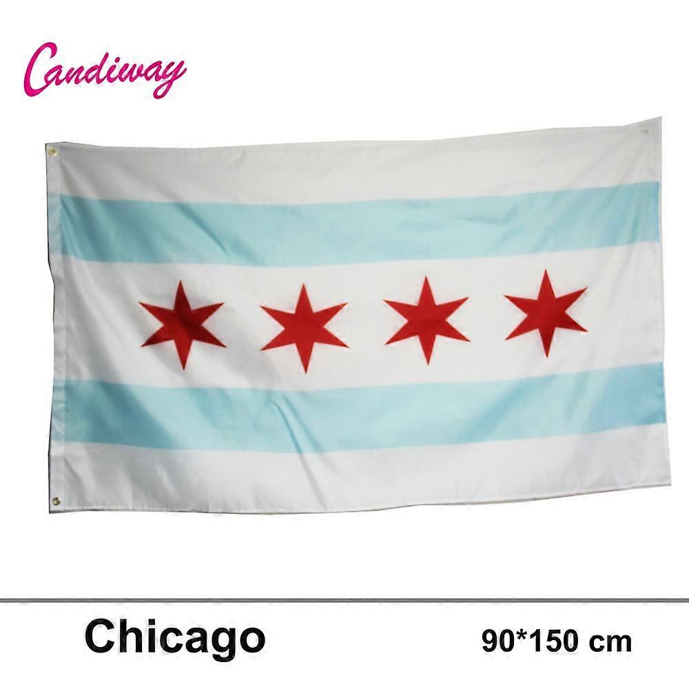 Gelombang 90X 150 CM kota chicago bendera poliester spanduk dekorasi ...