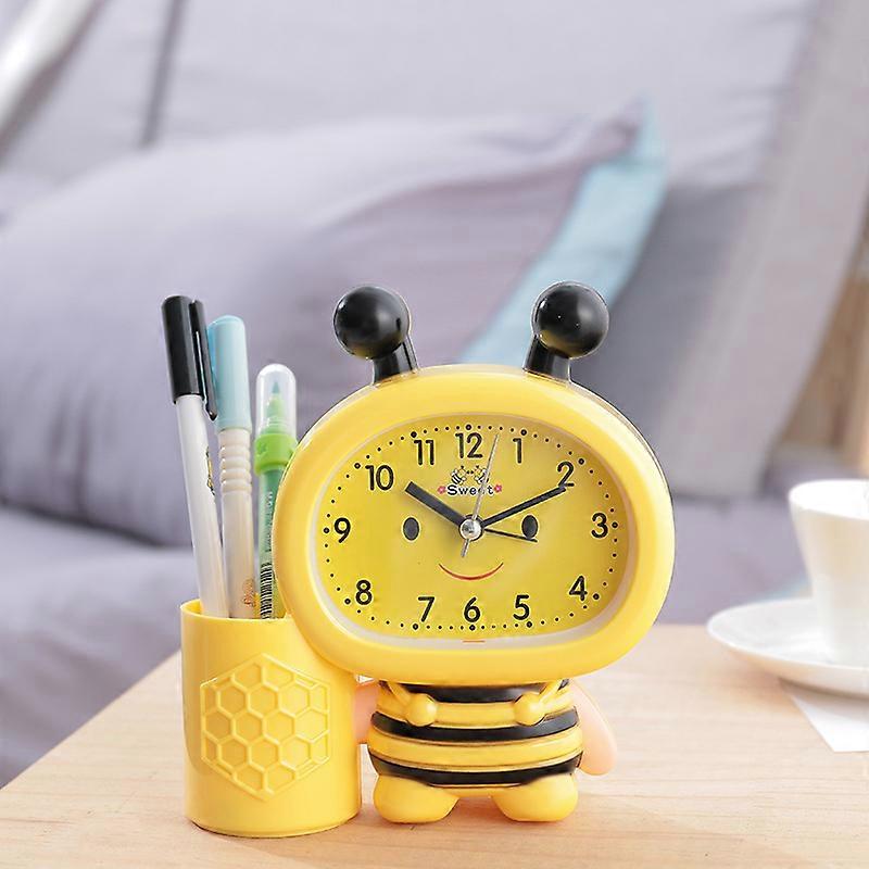 Cartoon Bees Alarm Clocks Multi Functional Pen Holder Timepiece For ...