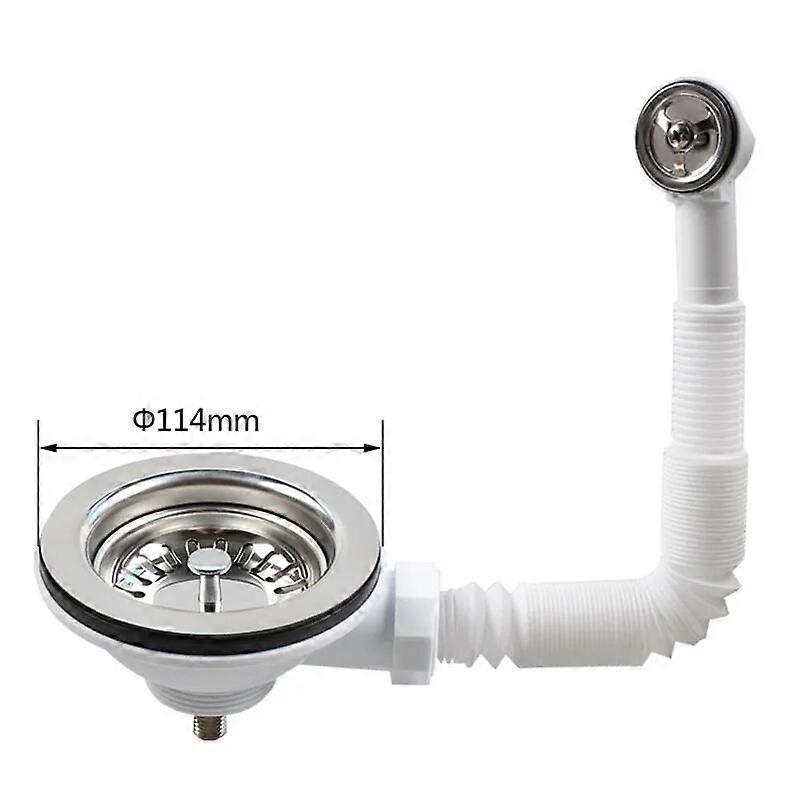 Talea Kitchen Sink Strainer 1" (114mm) SUS304 Stainless Steel Plug Waste with Overflow Head with ...