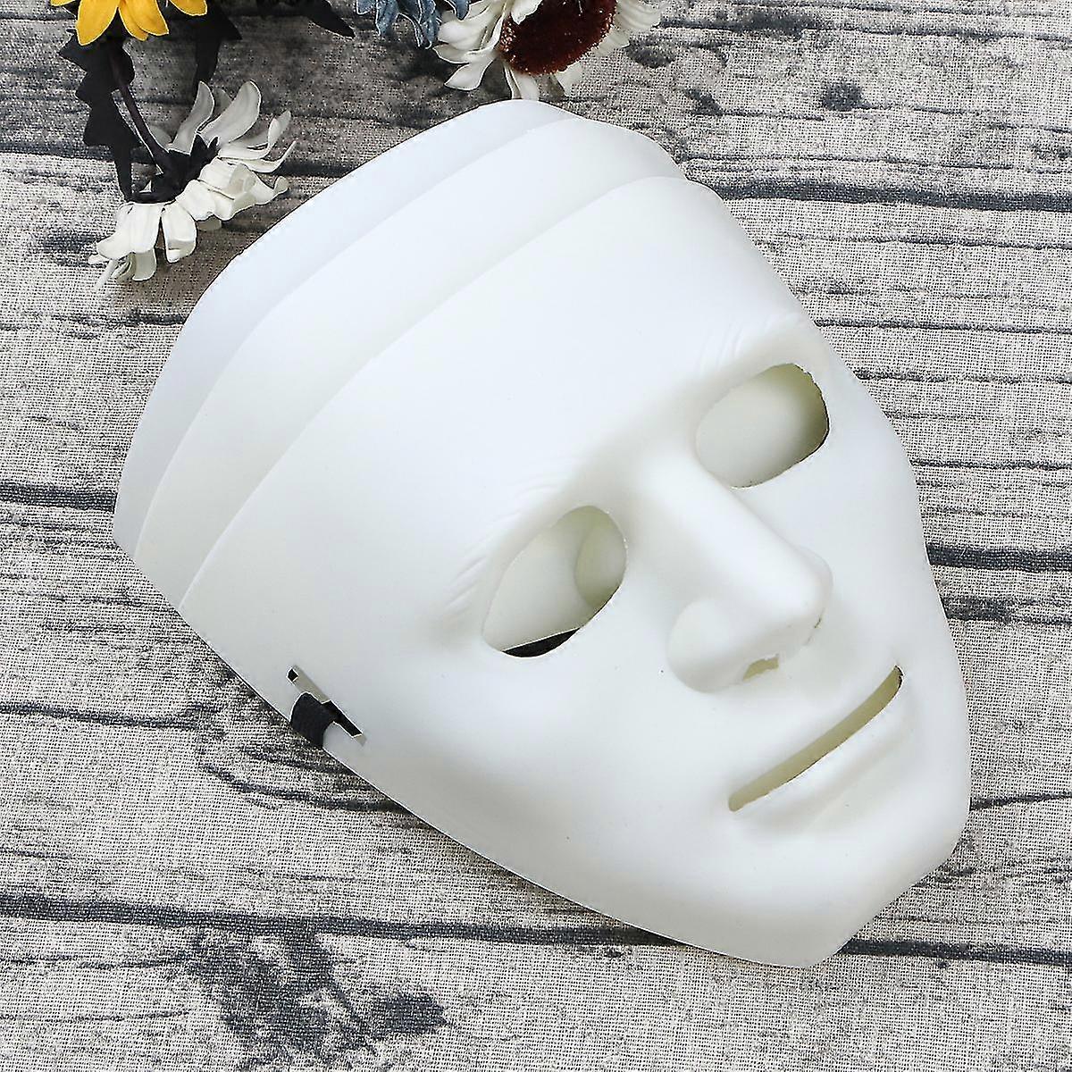 5 Pcs White Fancy Dress White Plastic Full Face Street Dance Mask ...