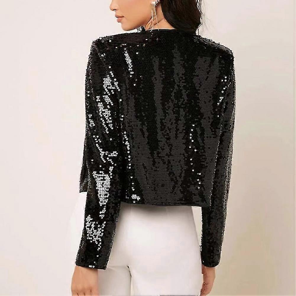 Women Coat Fashion Lady Sparkly Glitter Short Blazer Smooth Lined Lady ...