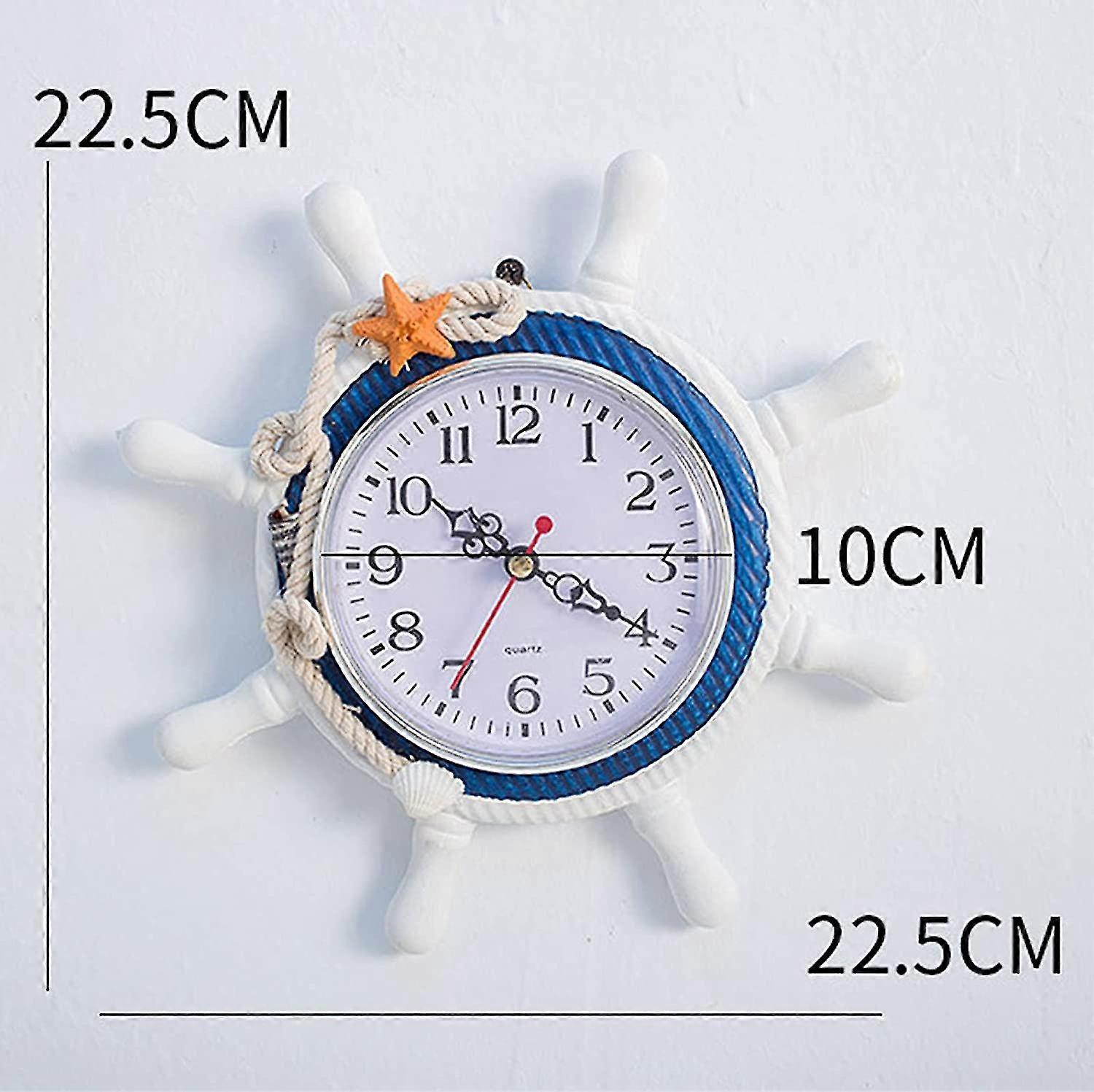 Outdoor Indoor Wall Clock, Wooden Mediterranean Style Wheel Rudder ...