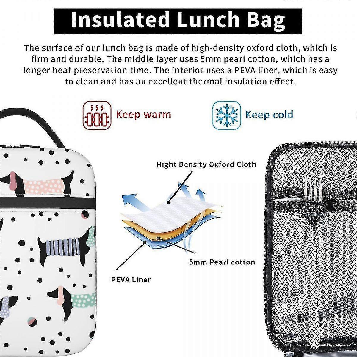 Dachshund Dog Lovers Insulated Lunch Bag For Outdoor Picnic Animal ...