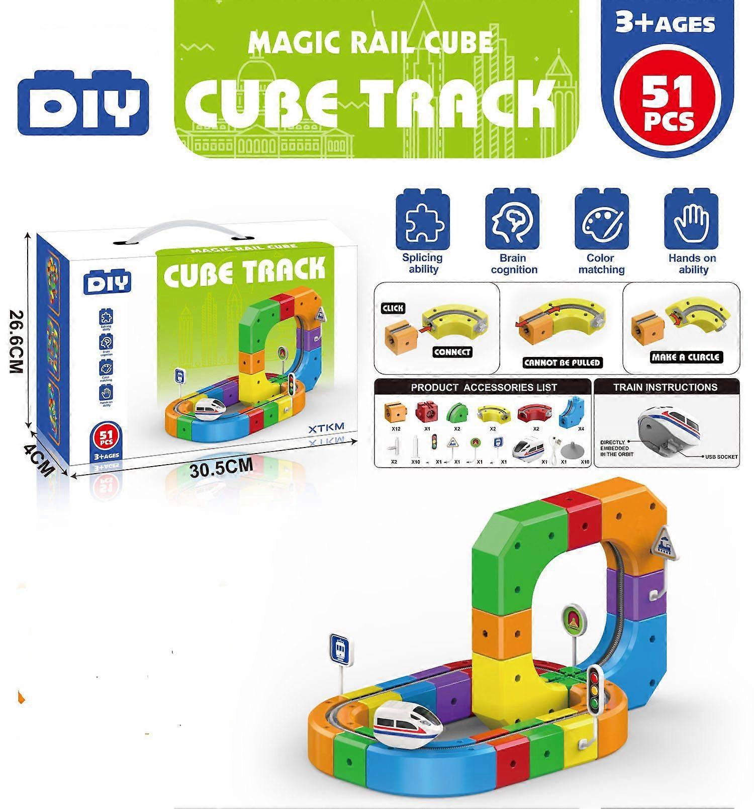 Magic Track Cube & New Klick Rail Electric Train Set Flexible Race ...