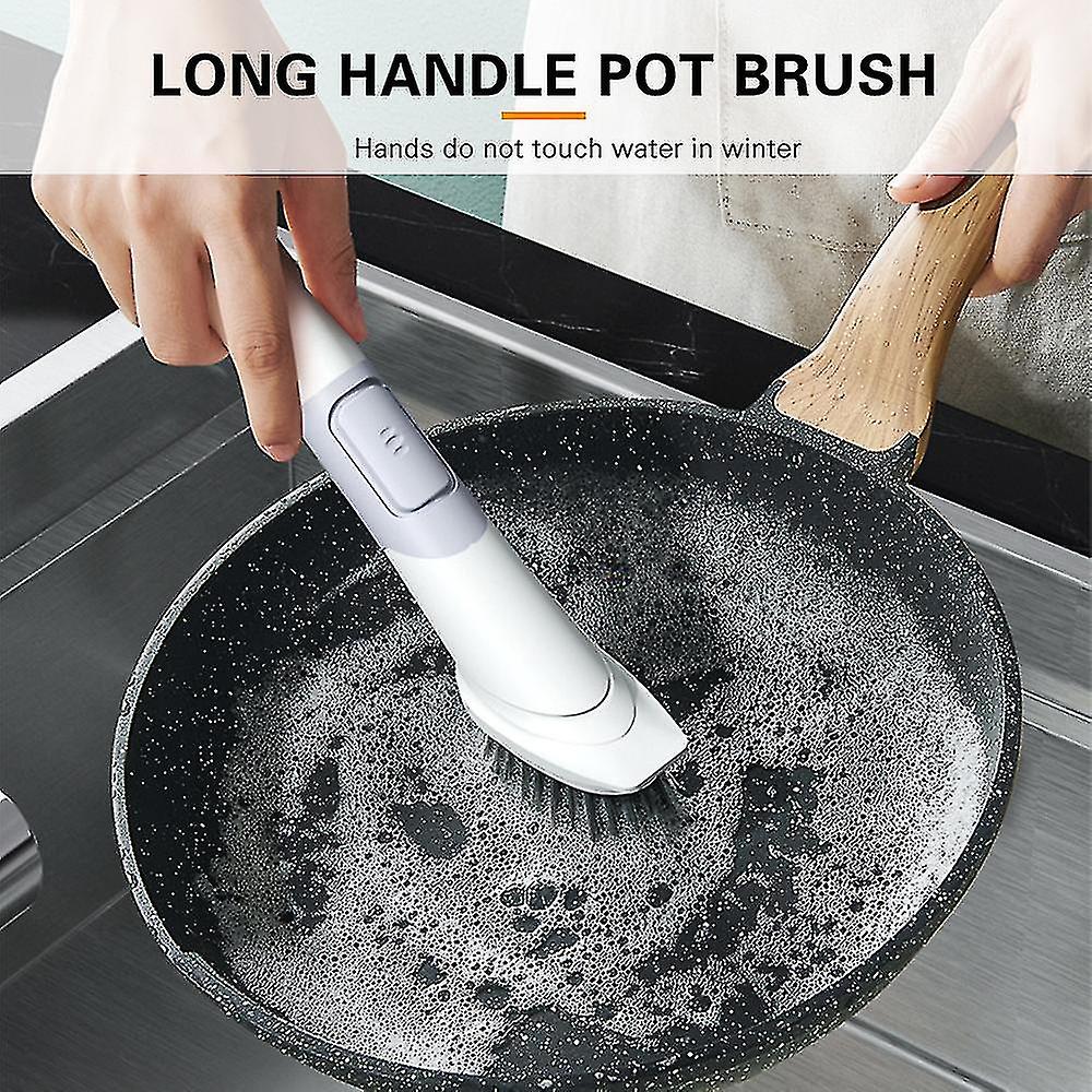 Dish Brush With Soap Dispenser Replaceable Brush Head Kitchen Brushes ...