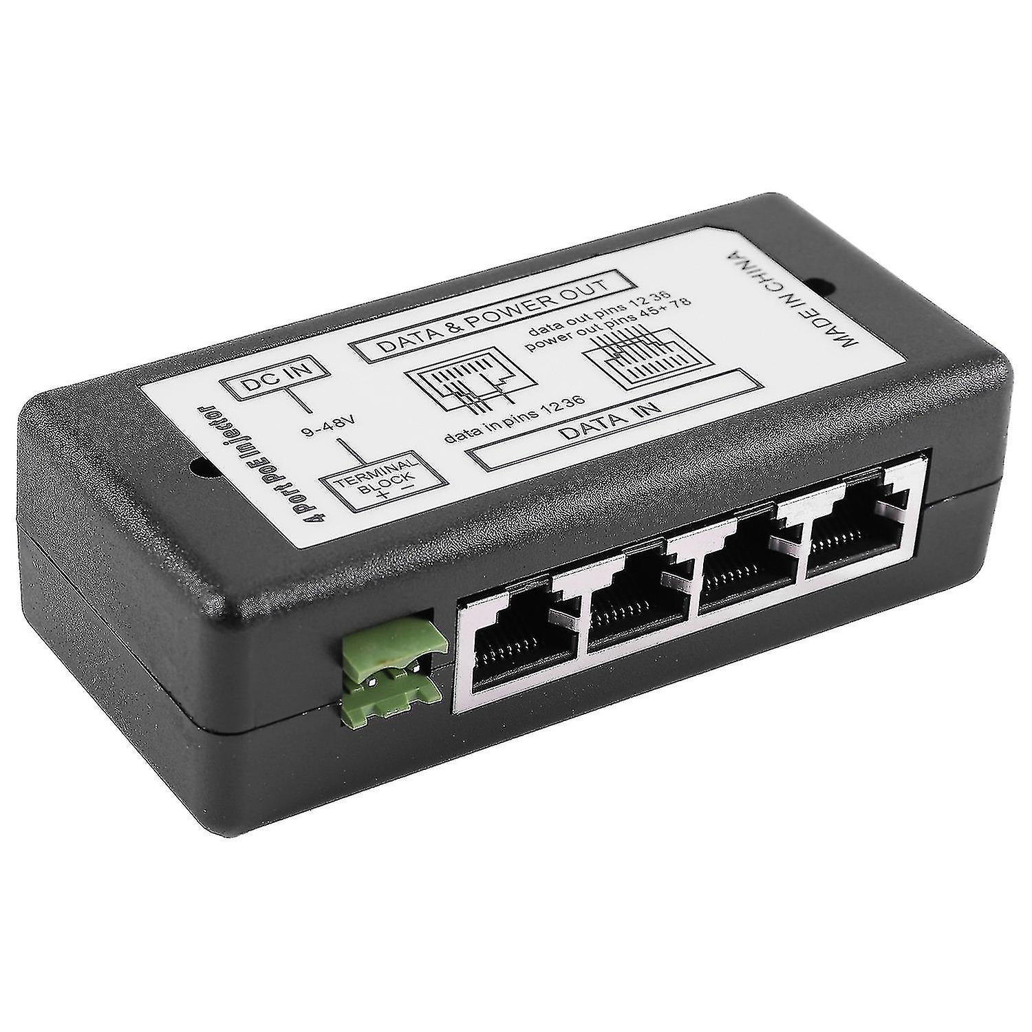4 Port Poe Injector Poe Power Adapter Ethernet Power Supply Pin 4,5 ...