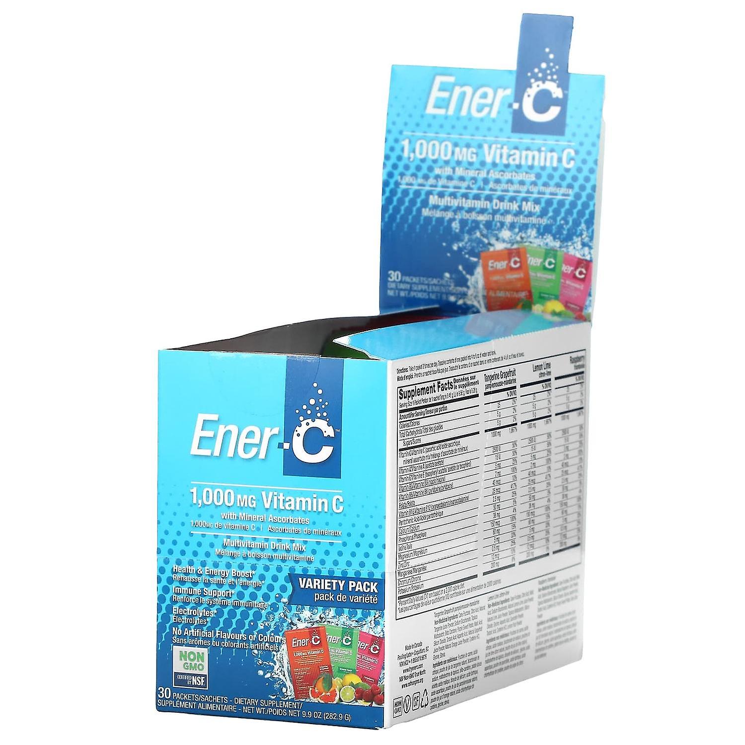 Ener-C, Vitamin C, Multivitamin Drink Mix, Variety Pack, 1,000 mg, 30 ...