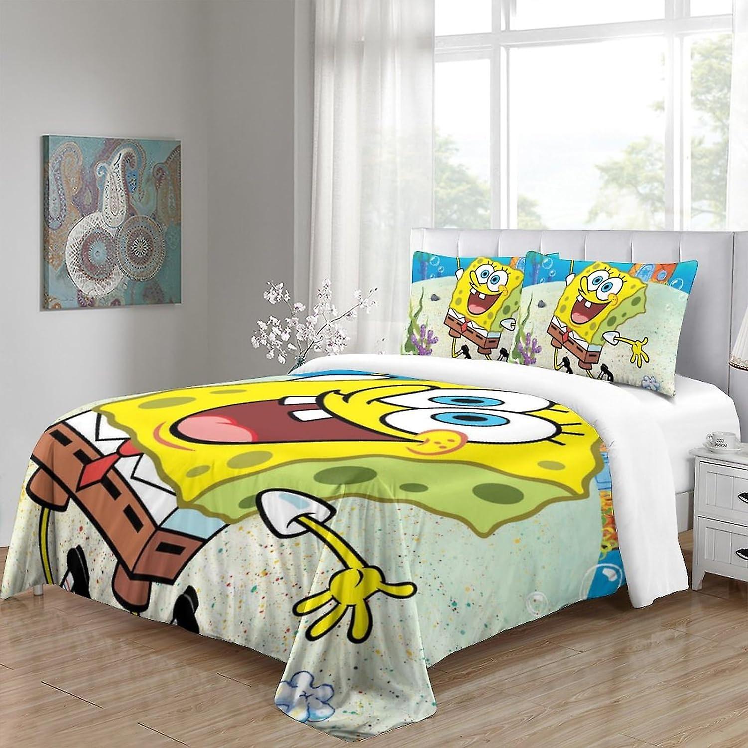 HOUKIG Spongebob Duvet Cover 3D Print Anime Characters Comforter Covers ...