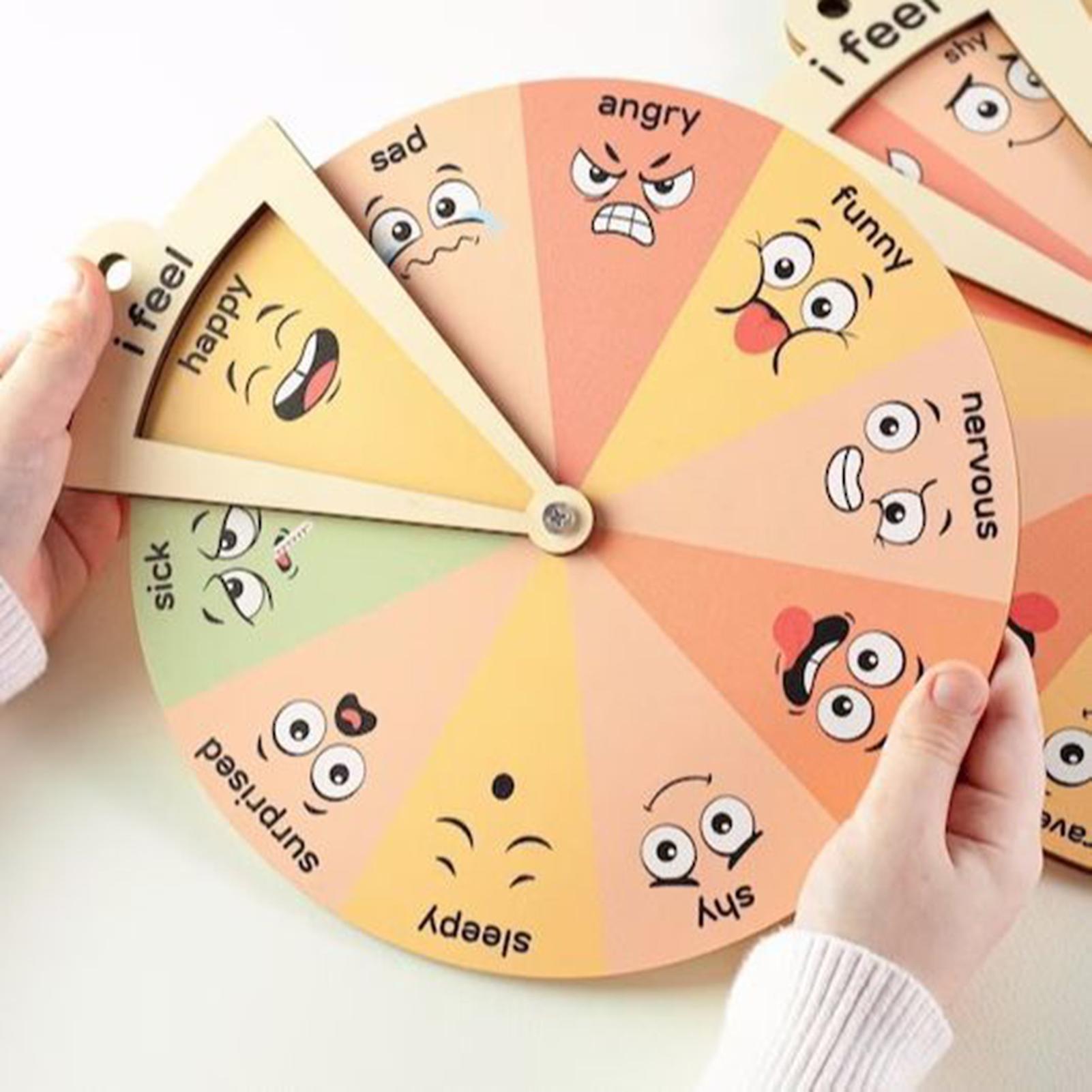 Wooden Feelings Wheel Emotion Regulation Spinner Kids Social Emotional ...