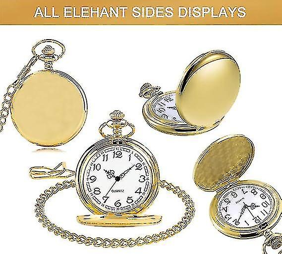 Mens Pocket Watch with Chain, Classic Vintage Quartz Pendant Fob Pocket ...