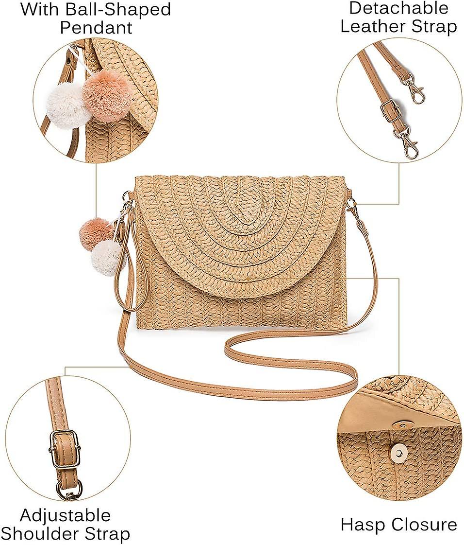 Straw Crossbody Bag, Straw Clutch Women Shoulder Bag Women Clutch ...