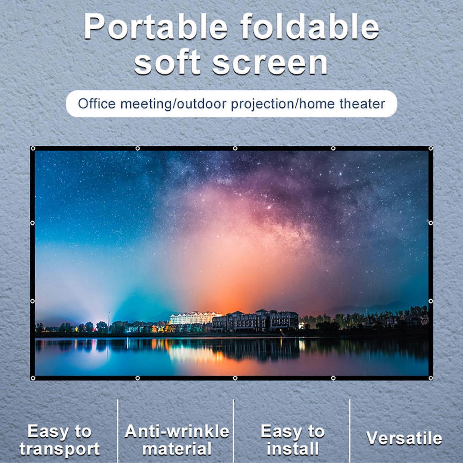 60 Inch Projector Screen 16:9 HD 4K Foldable Portable Double Sided ...