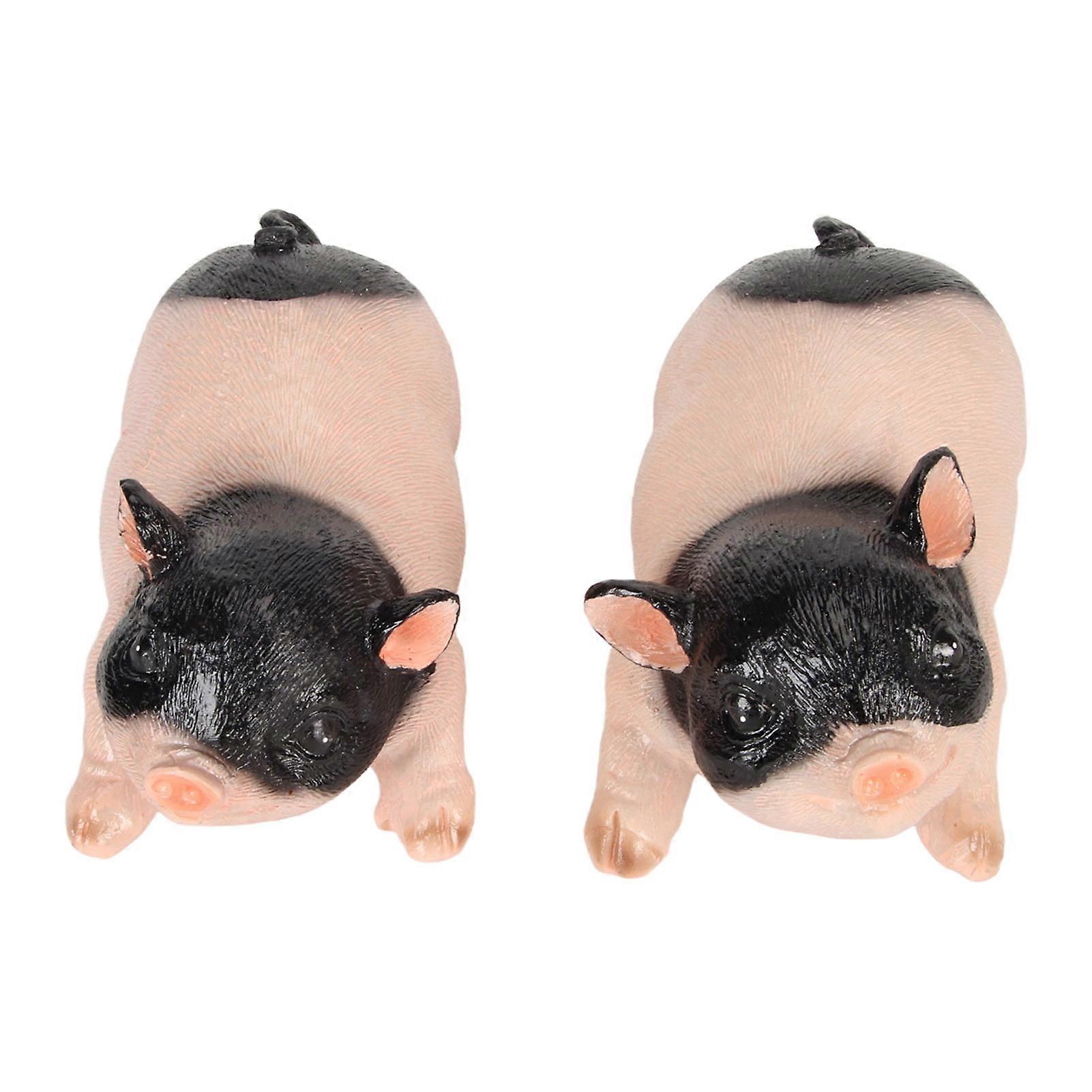 2Pcs Pig Statue Funny Piggy Resin Art Ornaments Pig Standing Statue Pig ...