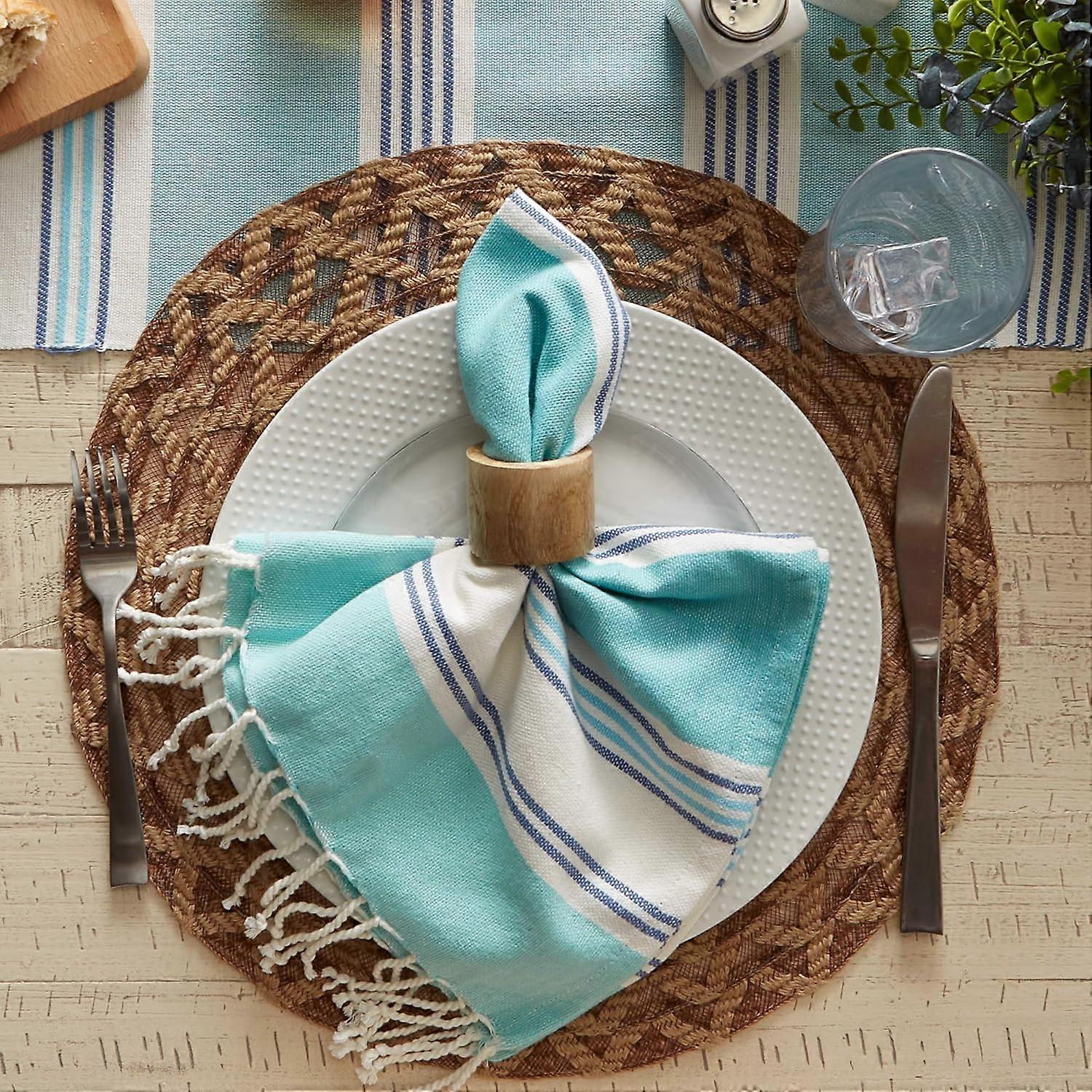 6 Piece Woven Kitchen Collection Round Placemat Set, 38cm Round ...