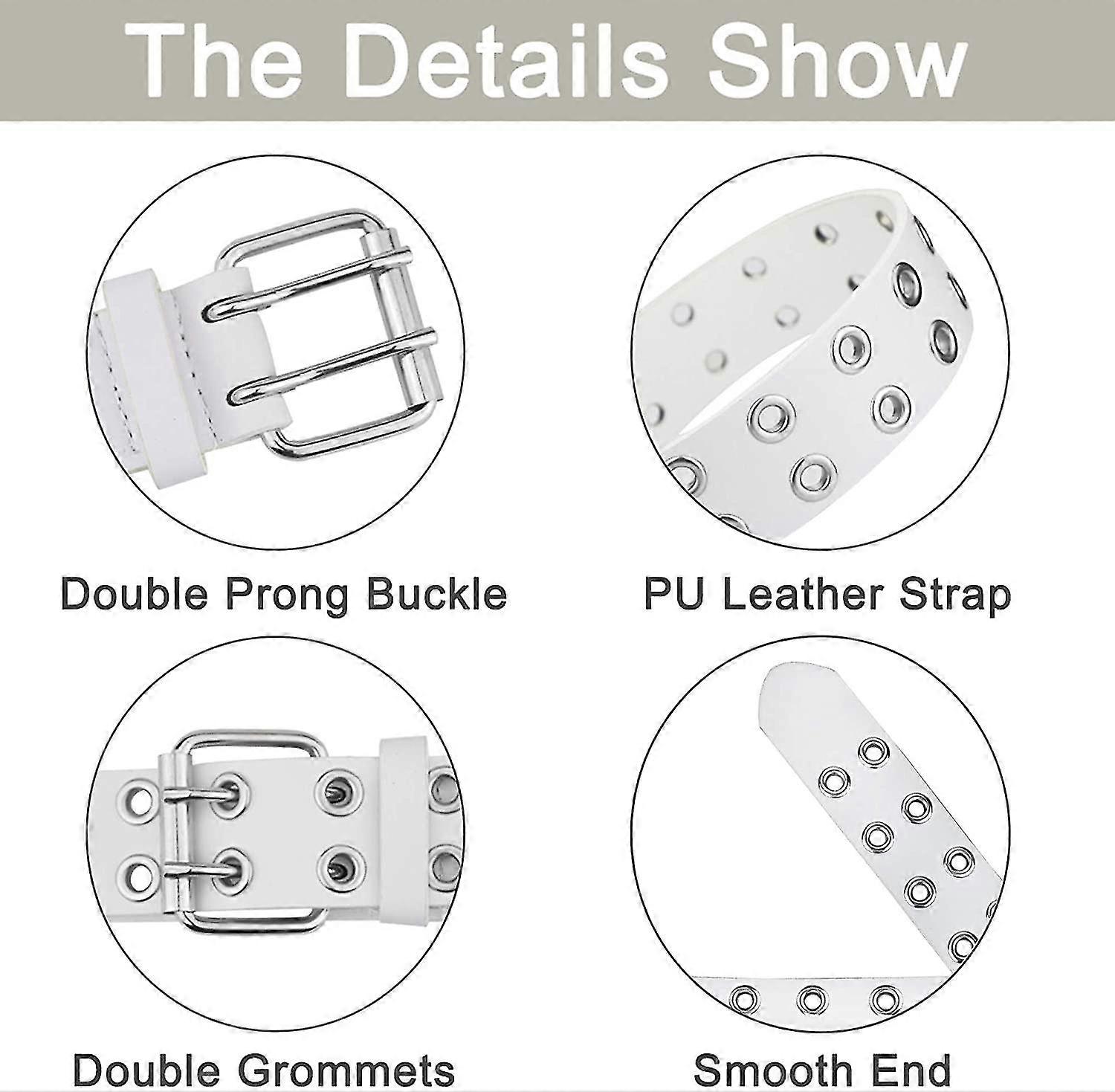 Double Grommet Belt Pu Leather Punk Aesthetic Belt For Women Jeans ...