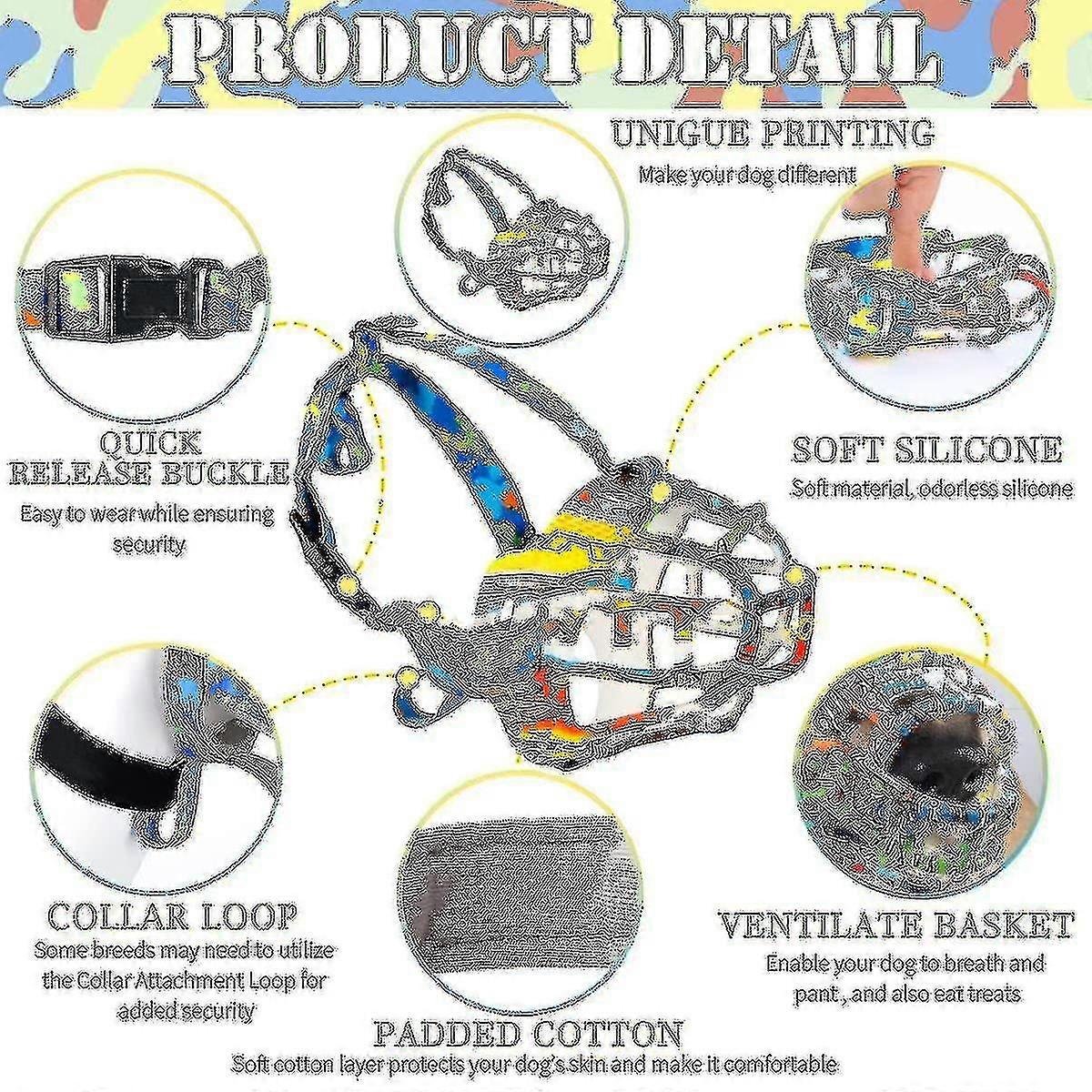 Dog Muzzle, Silicone Basket Muzzle For Small Medium Large Dogs, Soft ...