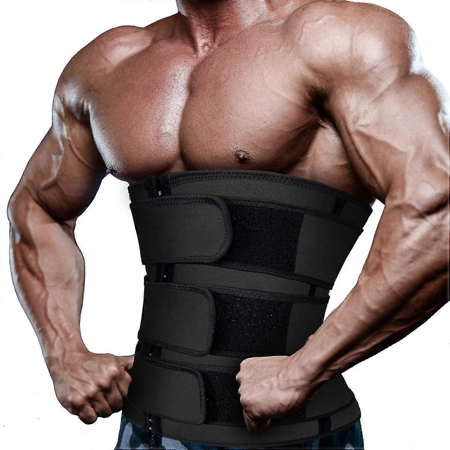 Mens Workout Waist Trainer Neoprene Corset Sauna Sweat Trimmer Slimming ...