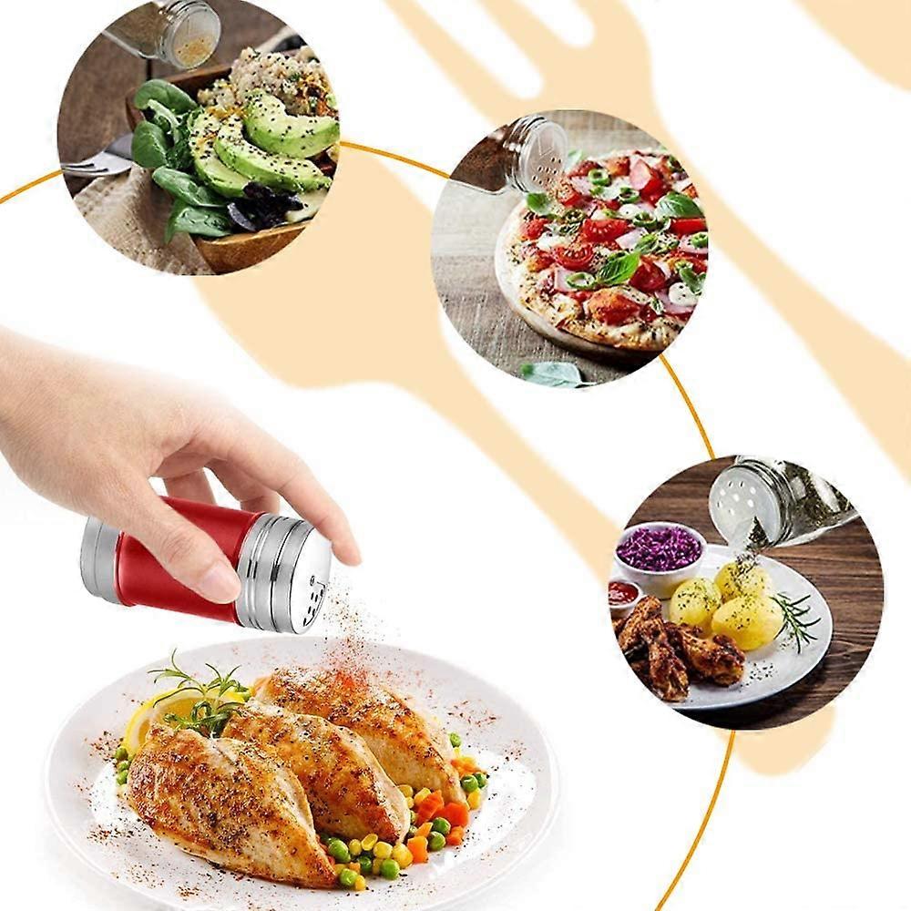 Set Of 6 Spice Jars Silver Spice Shaker Stainless Steel Set 100Ml With ...