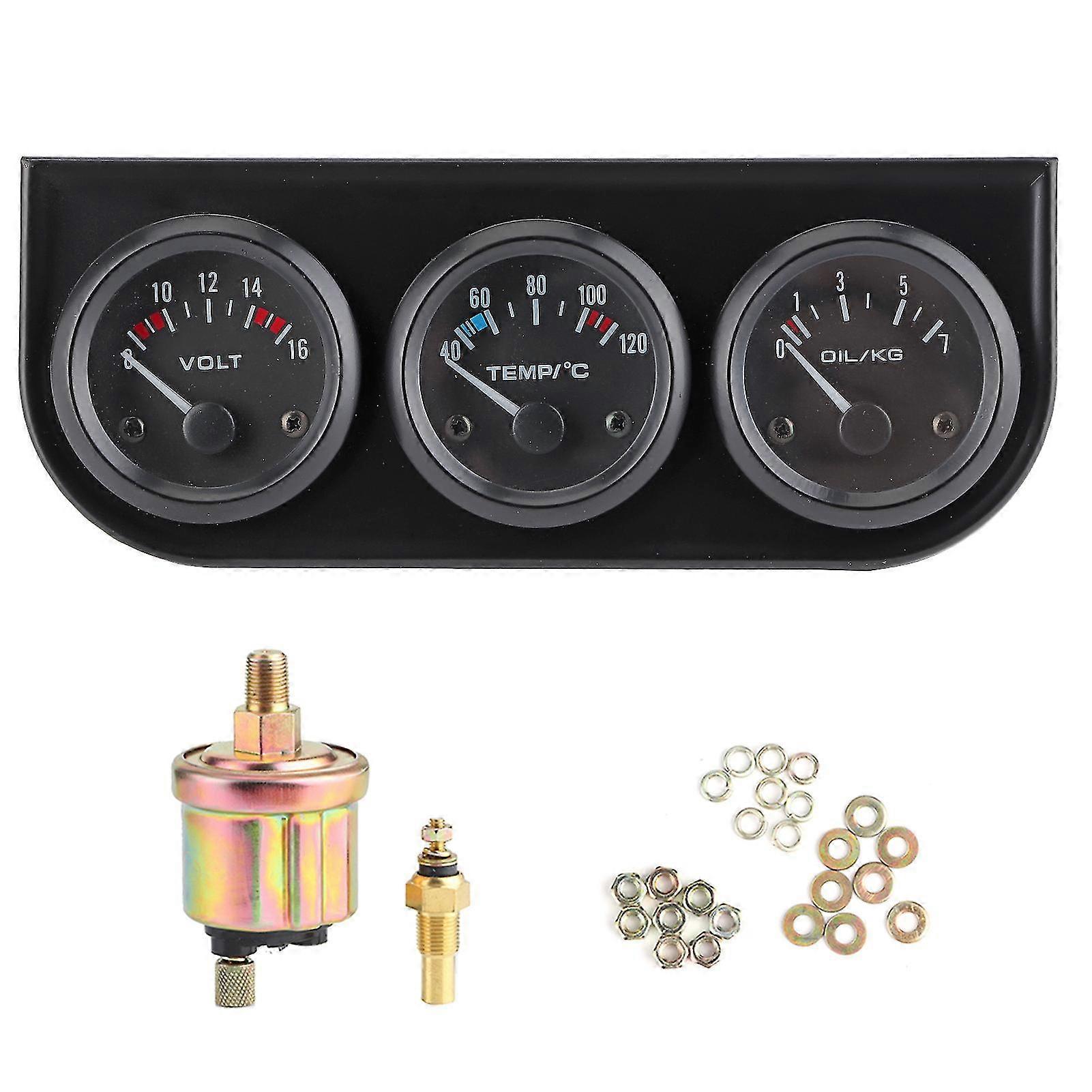 1/8in NPT 52mm/2in 3In1 Car Meter 816V Voltmeter 40120 Water Temp Meter ...