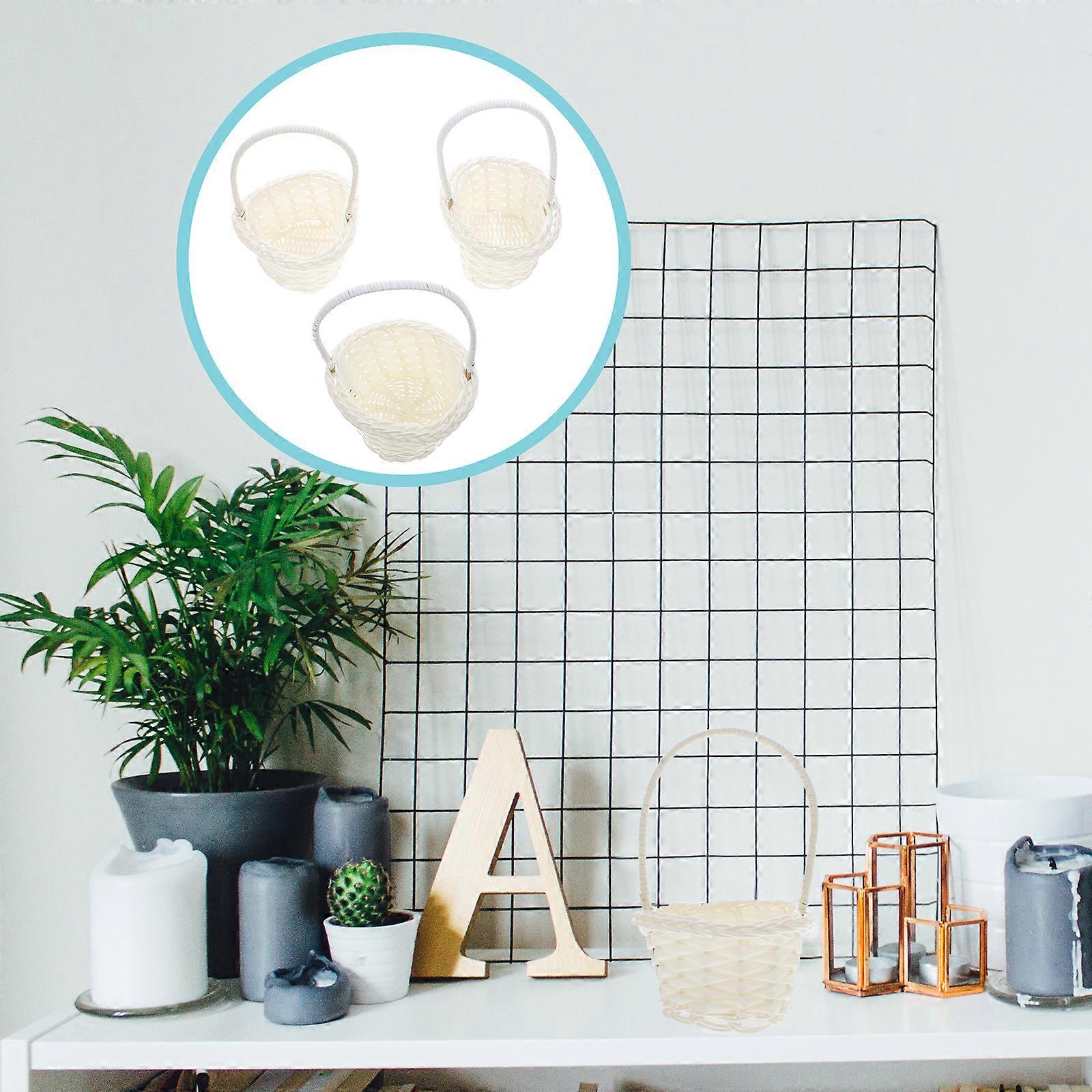 3 Pcs Rattan Woven Baskets Weaving Baskets Candies Containers Handheld ...