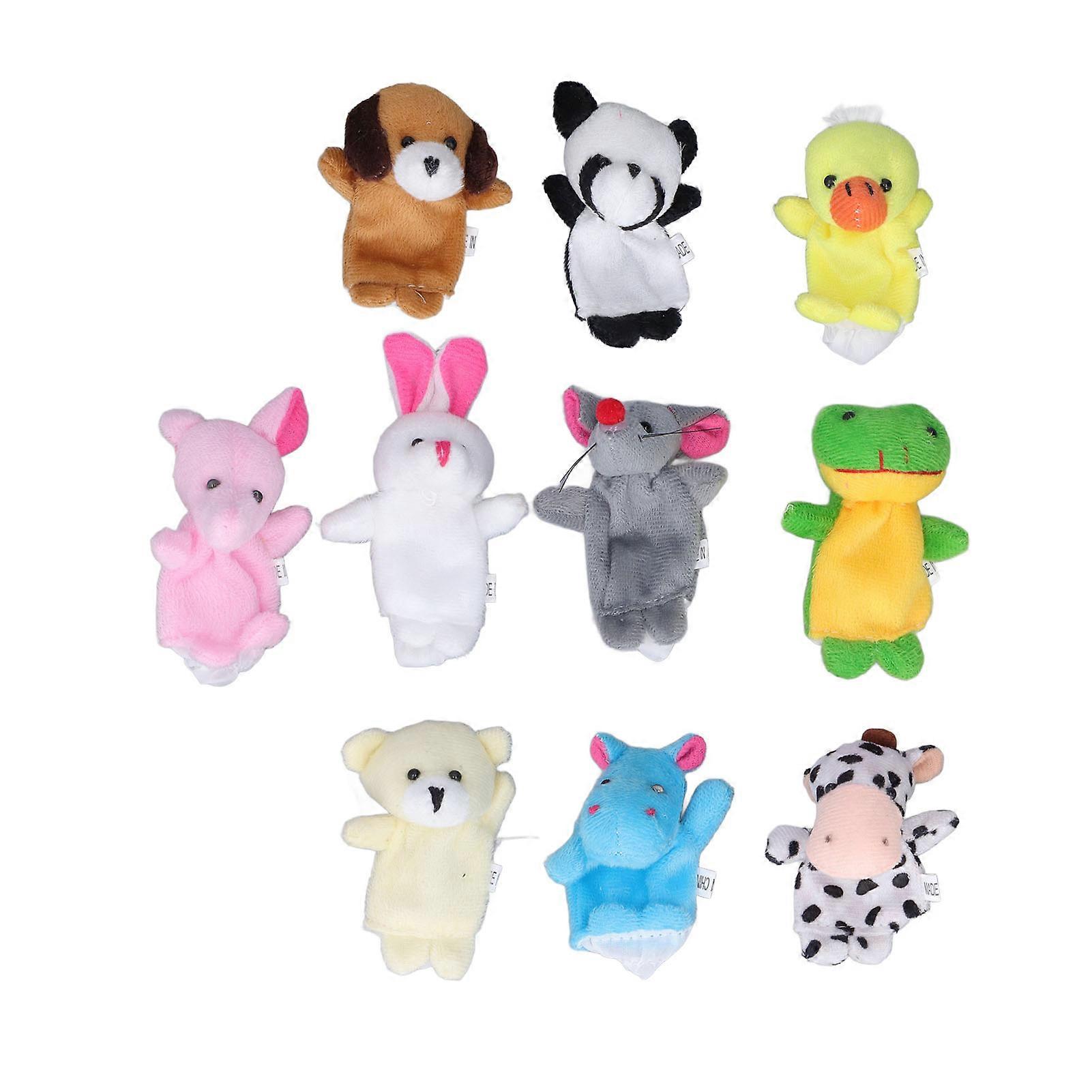 10pcs Finger Puppets Short Plush Cute Cartoon Animal Hand Puppet Glove ...