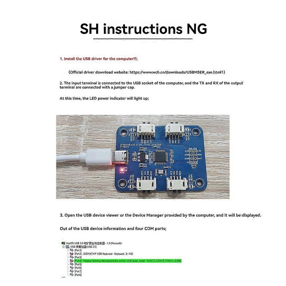 CH344Q USB Type C to 4 Port TTL Serial Module 4-Channel Serial Port UART Multi-Channel Serial ...